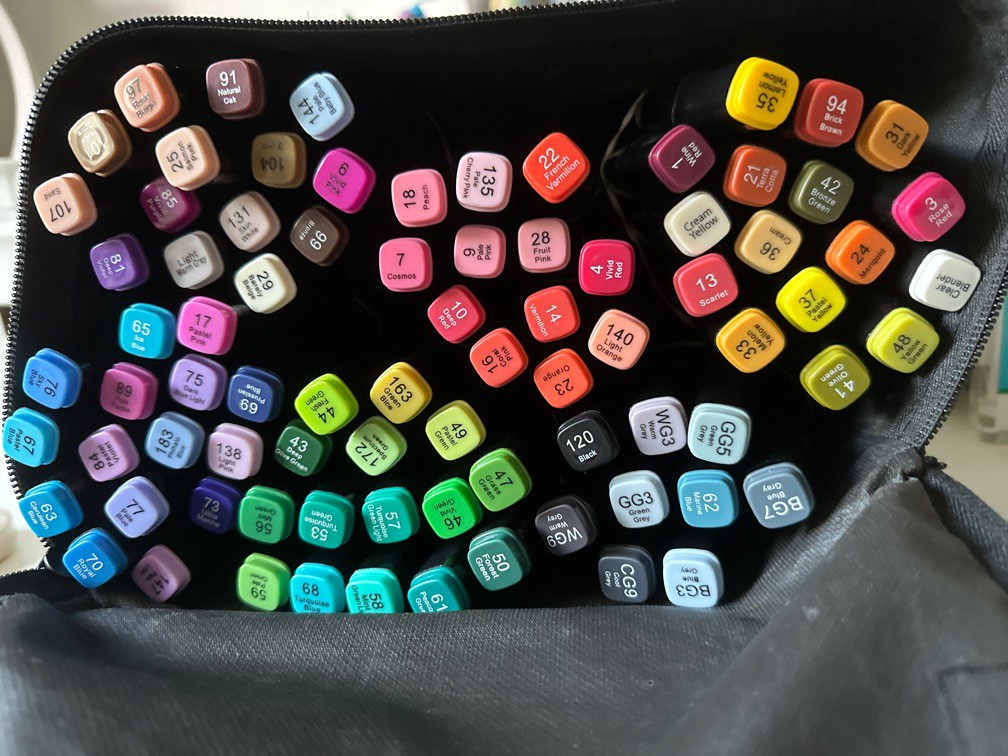 80 Alcohol markers + 1 colourless blender, Hobbies & Toys, Stationery ...