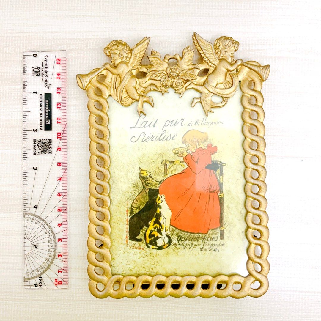 Antique Rose Angel Gold Color Frames With Cat Fine Art, Furniture ...