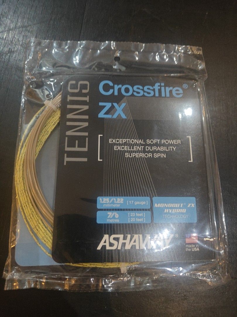 Ashaway Crossfire ZX 17g tennis string, Sports Equipment, Sports ...