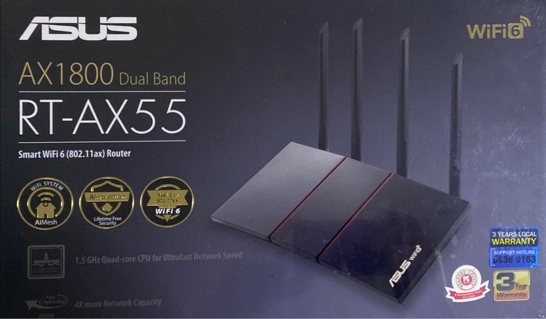 ASUS AX-AX55 Dual Band Smart WiFi 6 Router, Computers & Tech, Parts ...