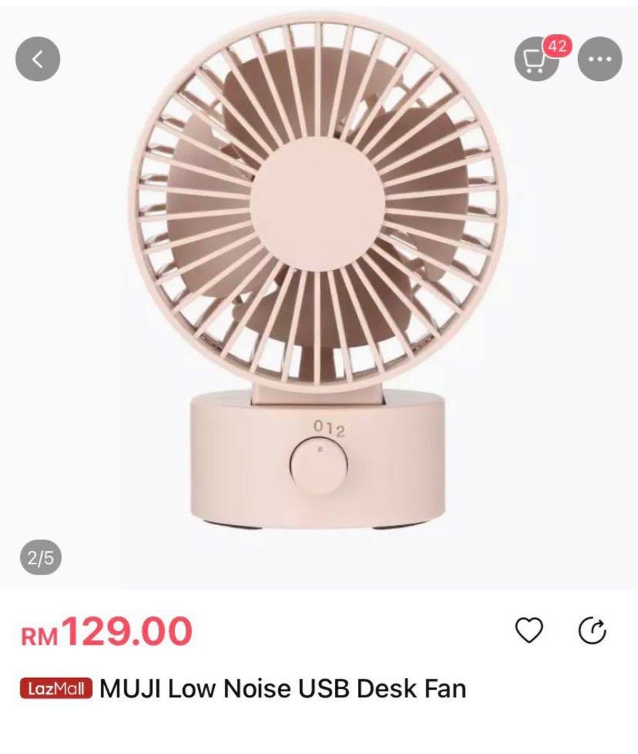Authentic like new Muji Pale Pink Desk Fan, Furniture & Home Living ...