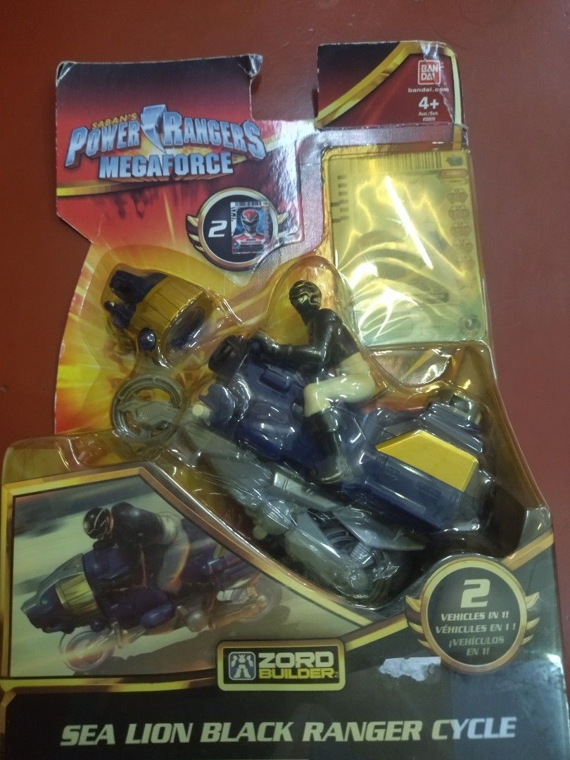 Bandai Power Rangers Megaforce Zord Builder Sea Lion Black Ranger Cycle ...