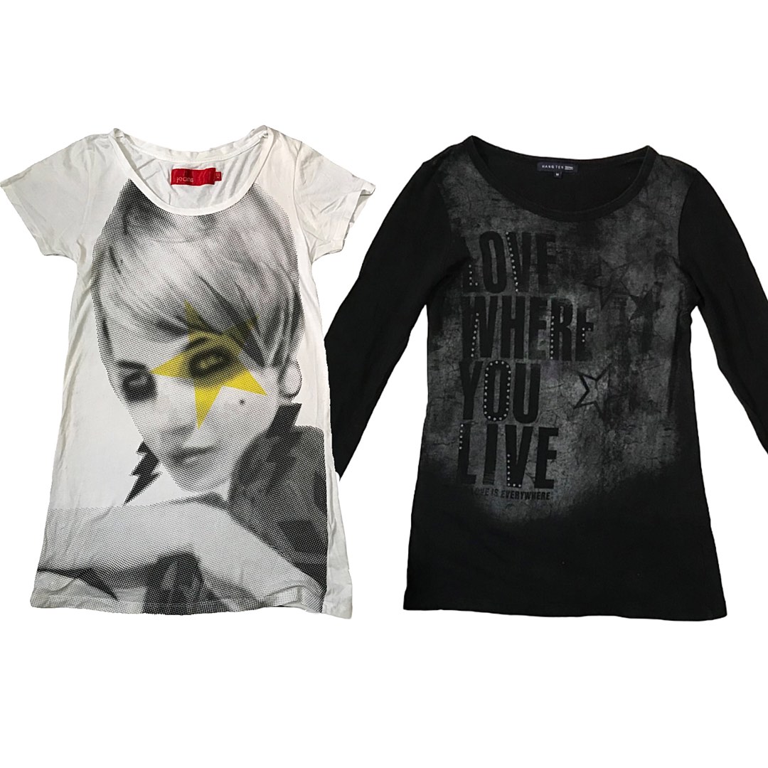 (BUNDLE SET) Y2K STAR DESIGN BRANDED TOPS: HANGTEN, AND JEANS on Carousell