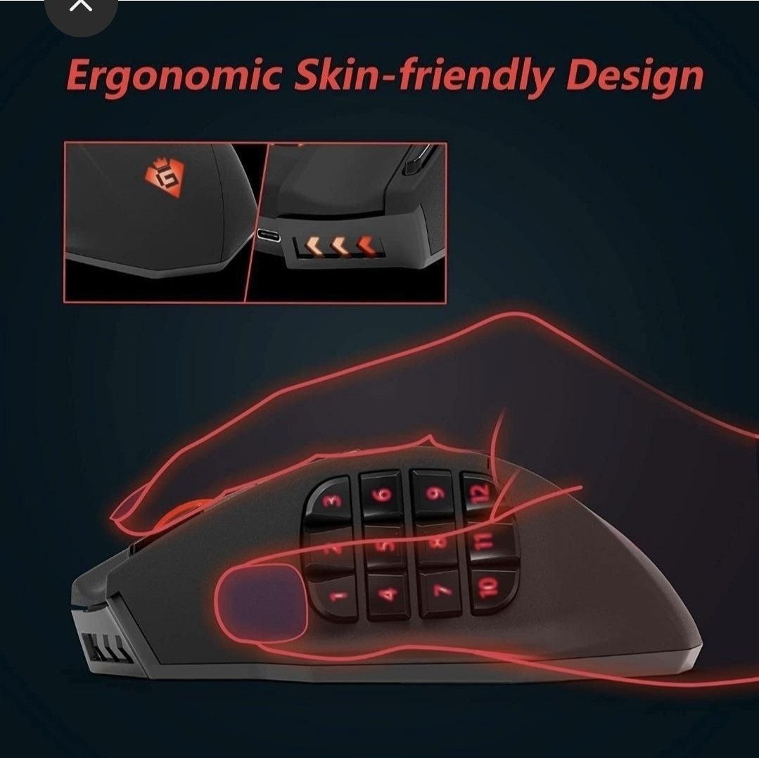 C3)Gamspeed V8 Pro RGB Wireless MMO Gaming Mouse, 16,000 DPI Optical ...