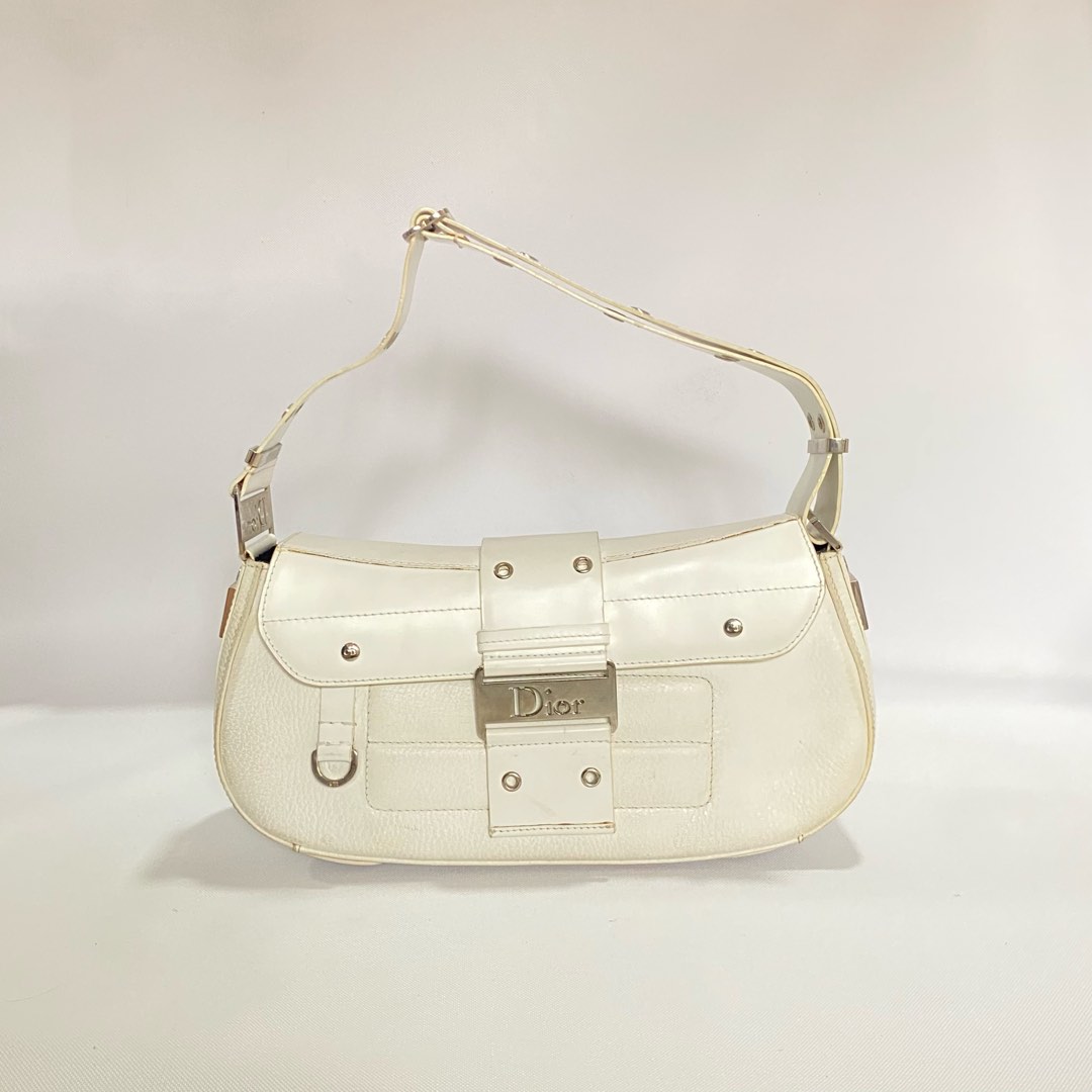 christian dior white columbus street chick shoulder bag baguette bag ...