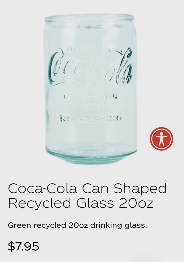 Coca-Cola Can Shaped Recycled Glass 20oz, Furniture & Home Living ...