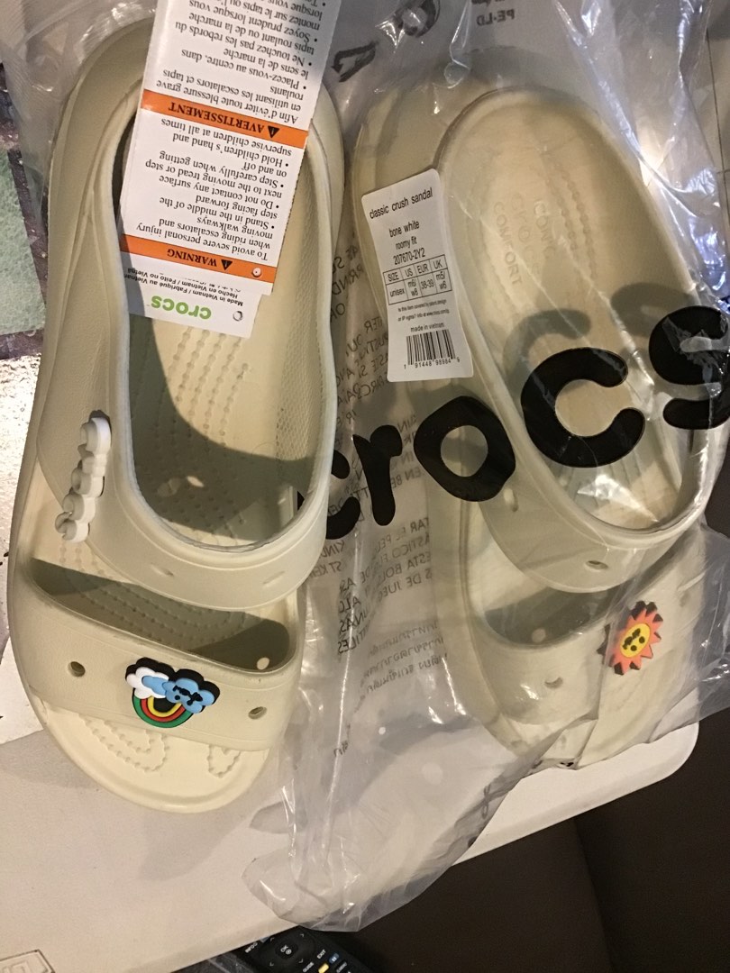 Crocs crush sandals bone color, Women's Fashion, Footwear, Flats ...