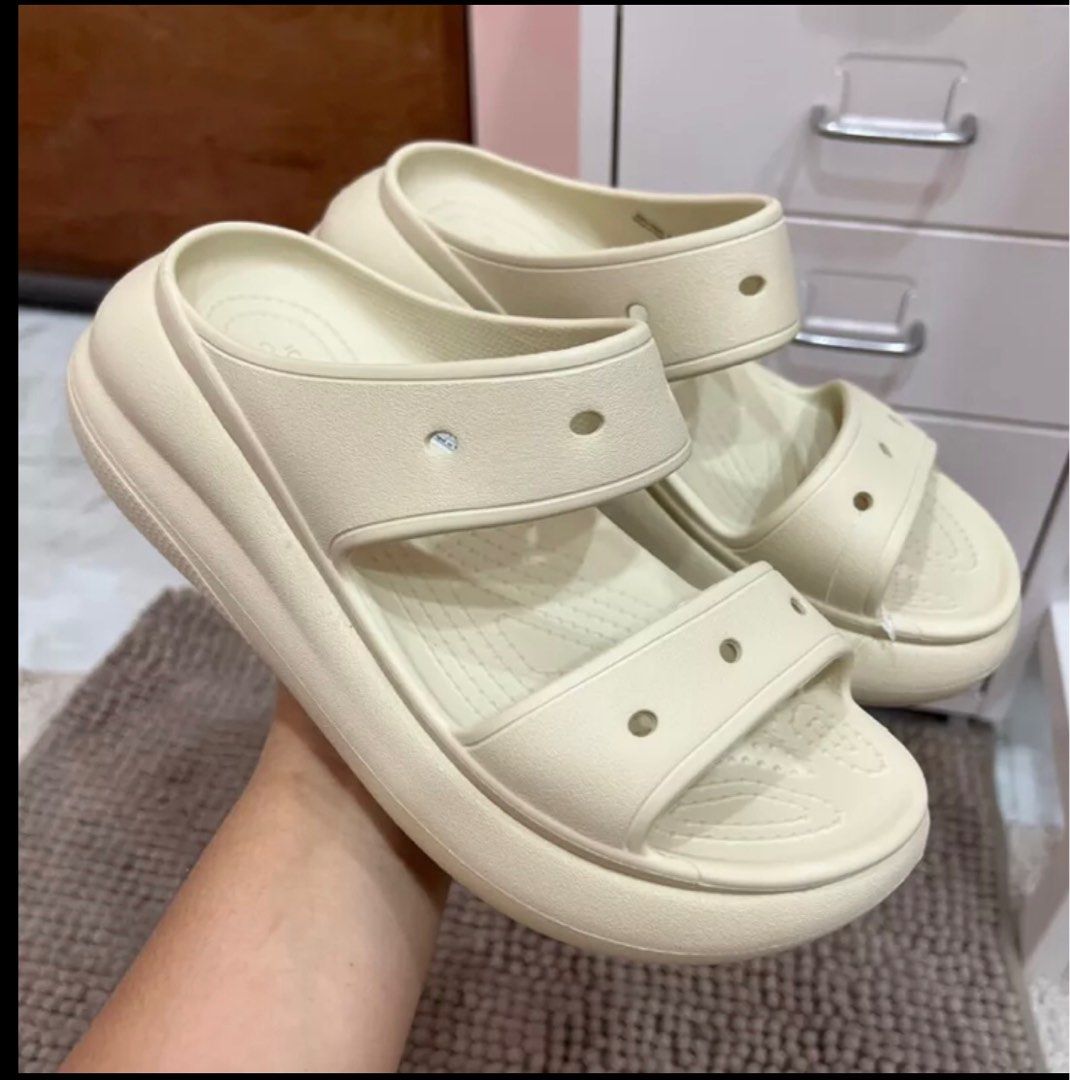 Crocs crush sandals bone color, Women's Fashion, Footwear, Flats ...
