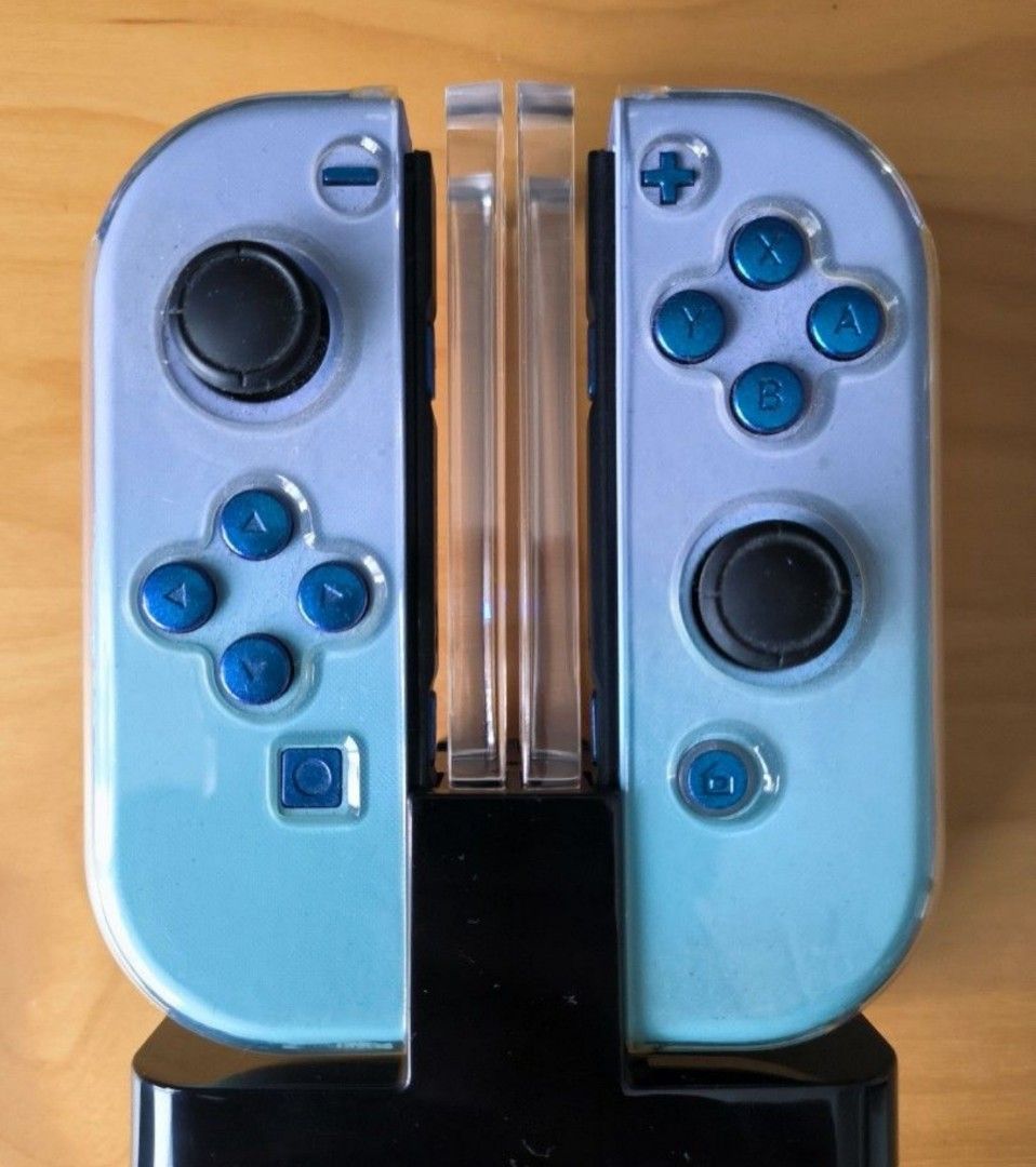 Customized gradient blue soft shell chrome Nintendo Switch joycon ...