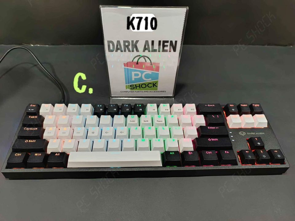 DARK ALIEN K710 BLACK-WHITE MECHANICAL KEYBOARD (RED SWITCH) on Carousell