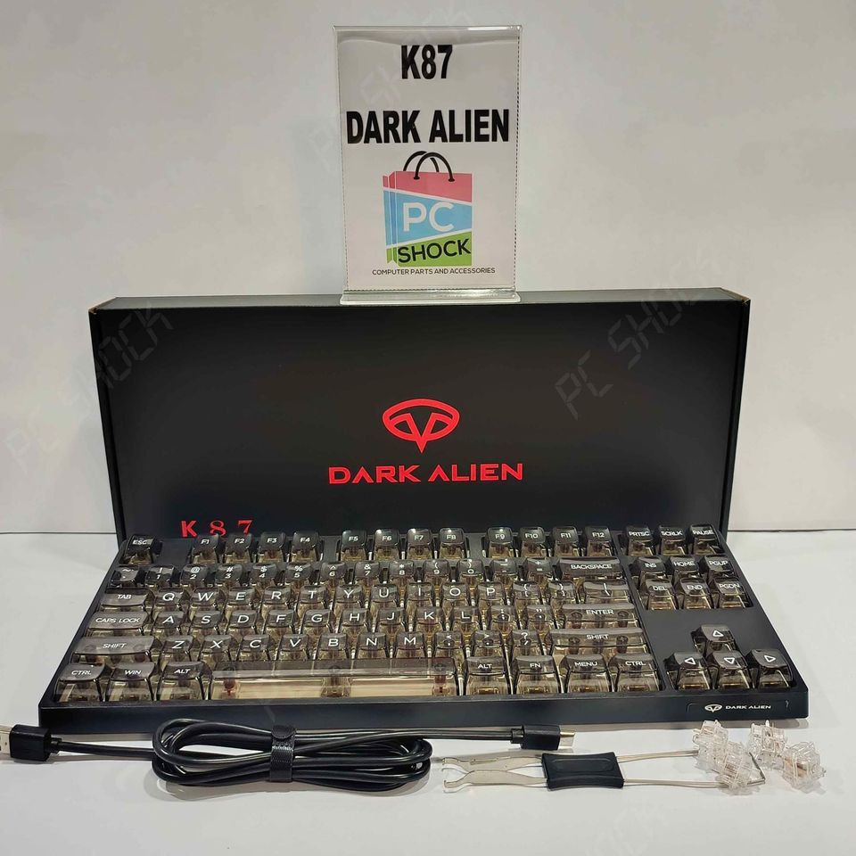 DARK ALIEN K87 TRANSPARENT MECHANICAL KEYBOARD BLACK (B-NEW) on Carousell