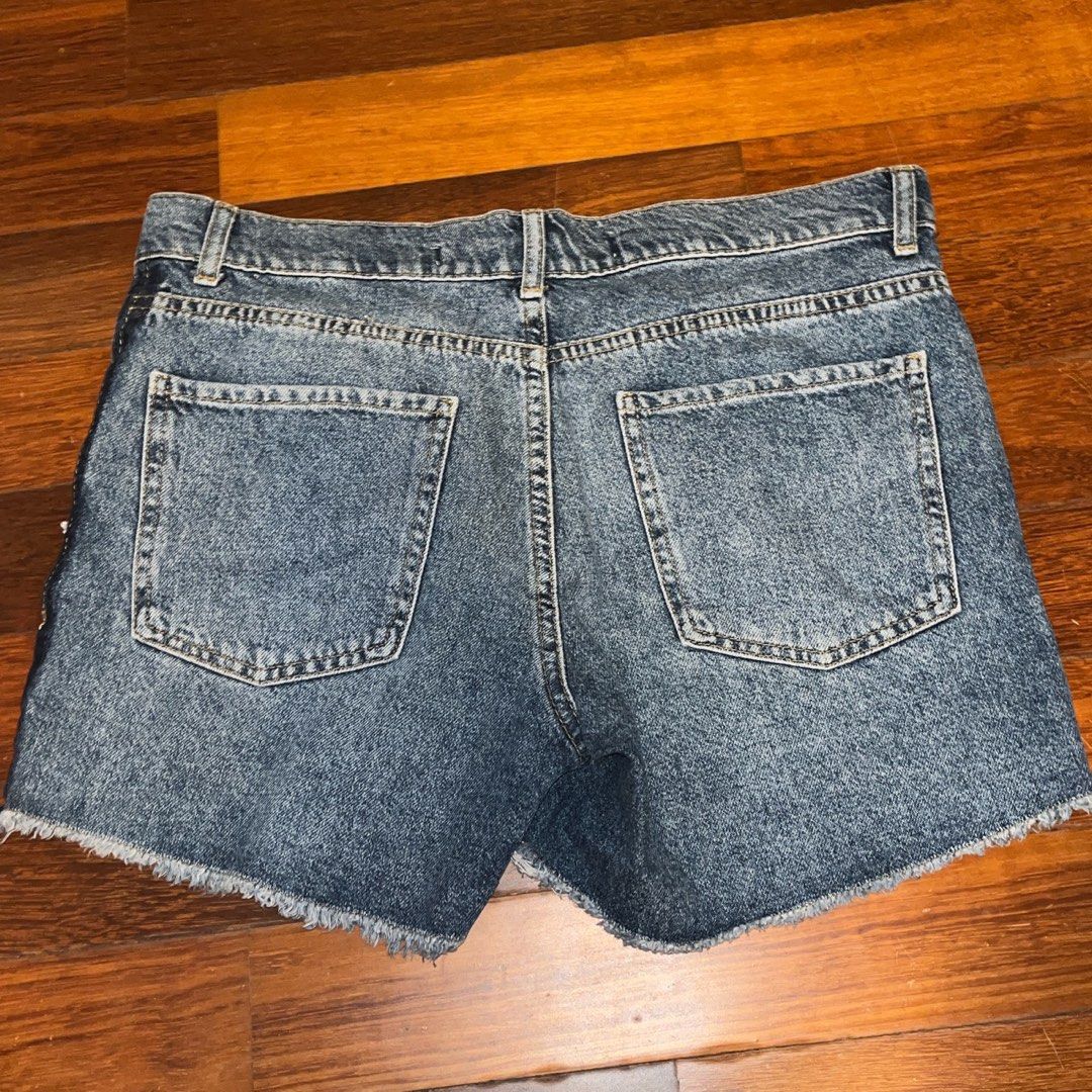 Dark Blue Denim Ripped Shorts, Women's Fashion, Bottoms, Jeans ...
