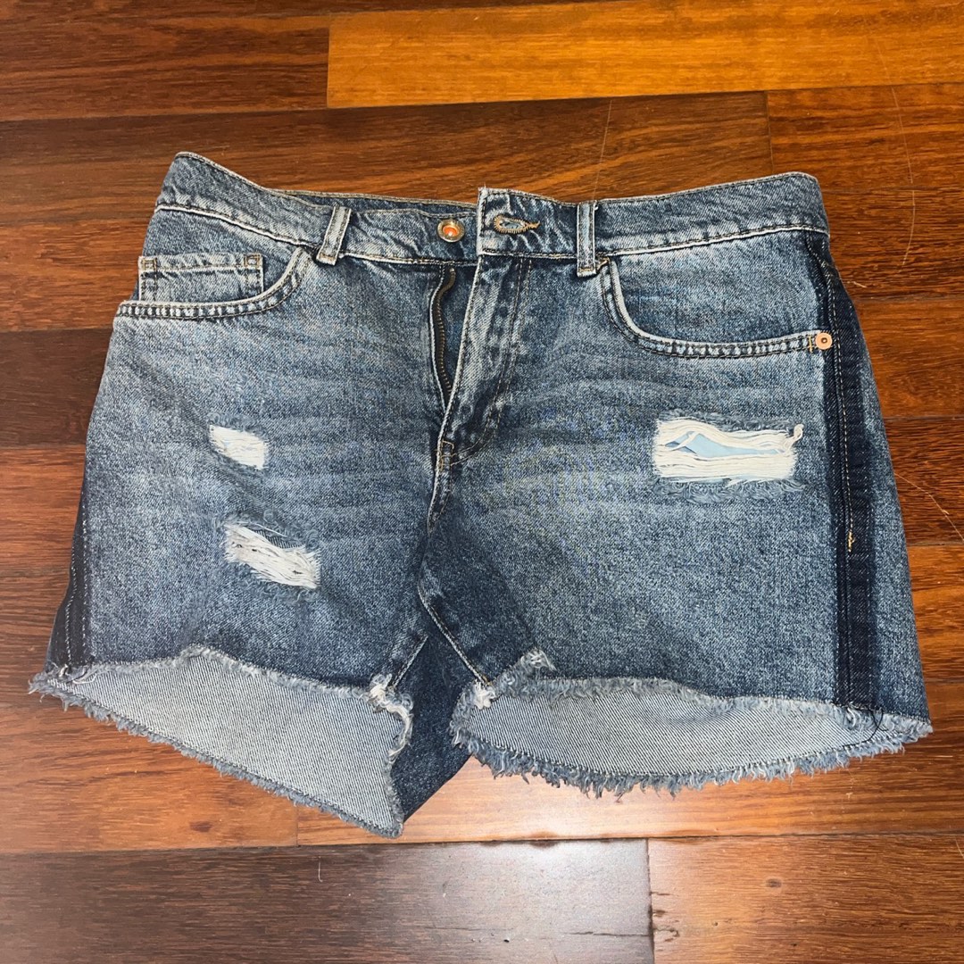 Dark Blue Denim Ripped Shorts, Women's Fashion, Bottoms, Jeans ...