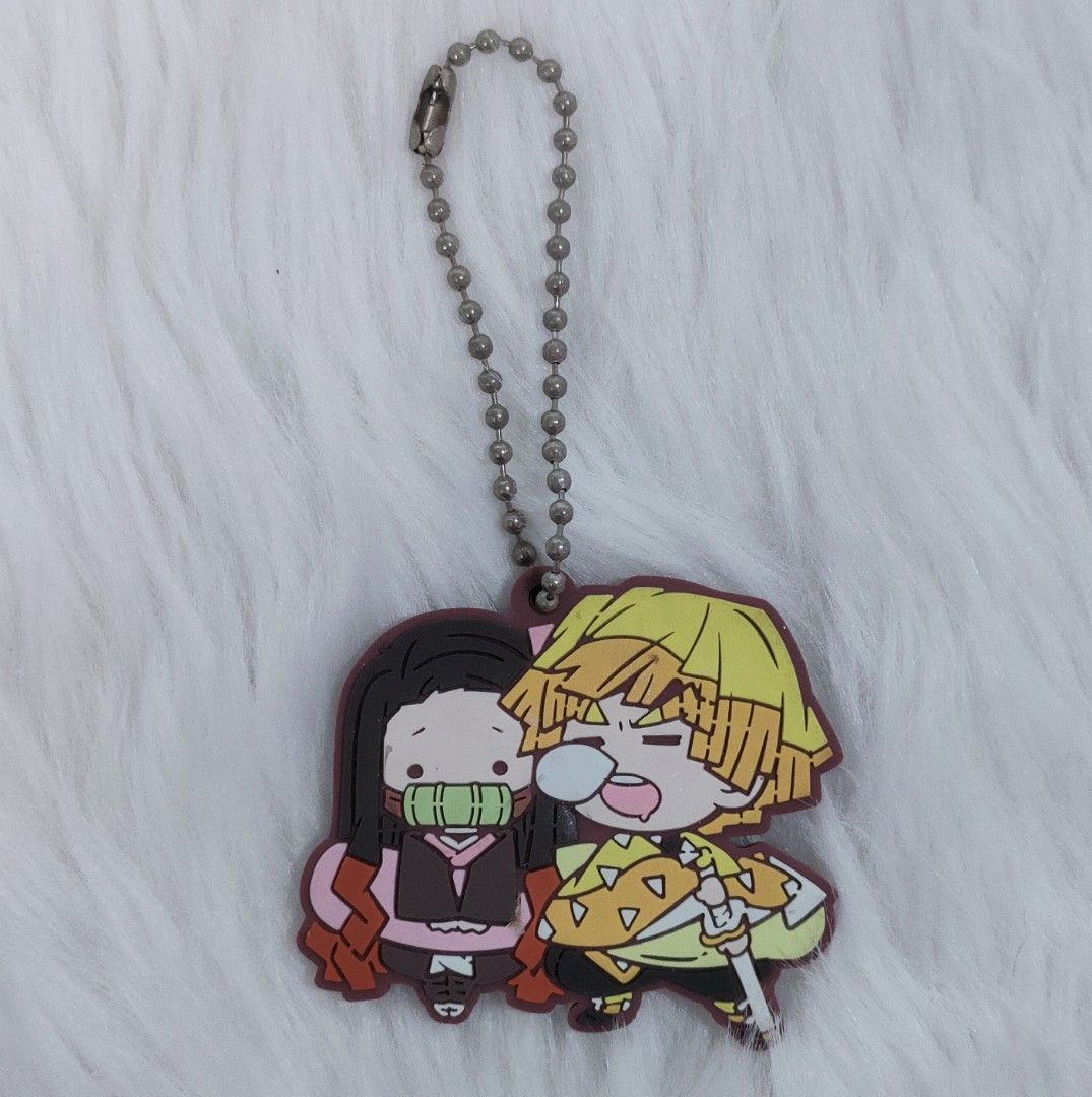 Demon Slayer - Nezuko and Zenitsu Rubber Strap Keychain, Hobbies & Toys ...