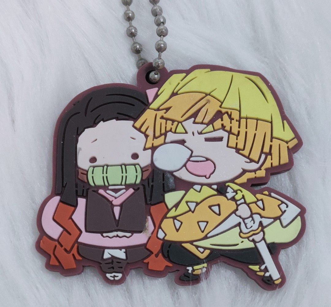 Demon Slayer - Nezuko and Zenitsu Rubber Strap Keychain, Hobbies & Toys ...