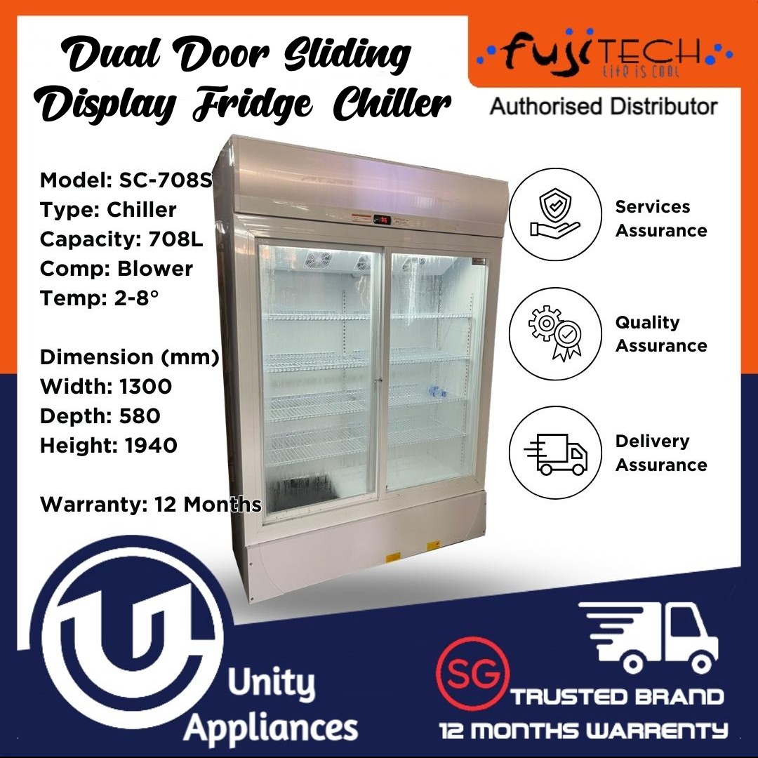 Dual Door Sliding Display Fridge Chiller 708L, TV & Home Appliances ...