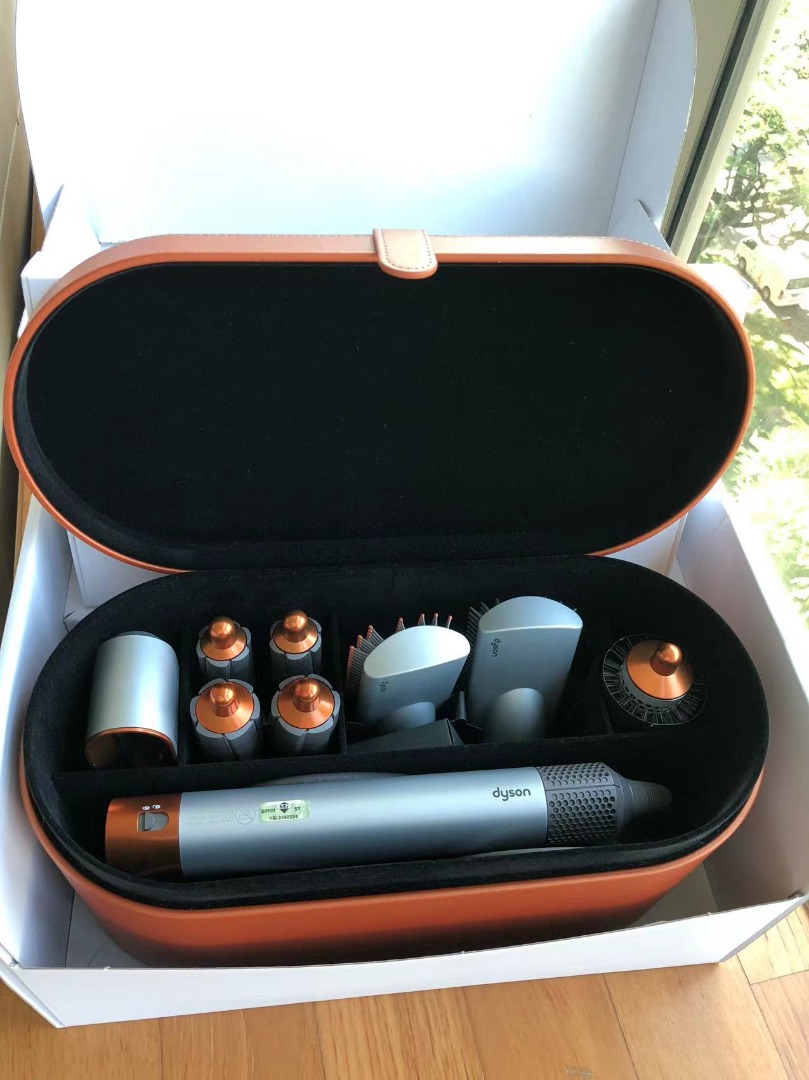 Dyson air wrap grey / copper complete set with leather box case, Beauty ...
