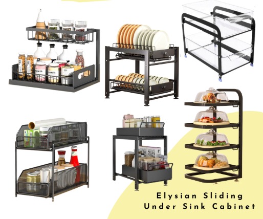 Elysian Sliding Under Sink Cabinet / Table Top Rack Storage Organizer ...