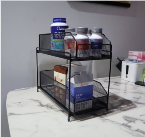 Elysian Sliding Under Sink Cabinet / Table Top Rack Storage Organizer ...