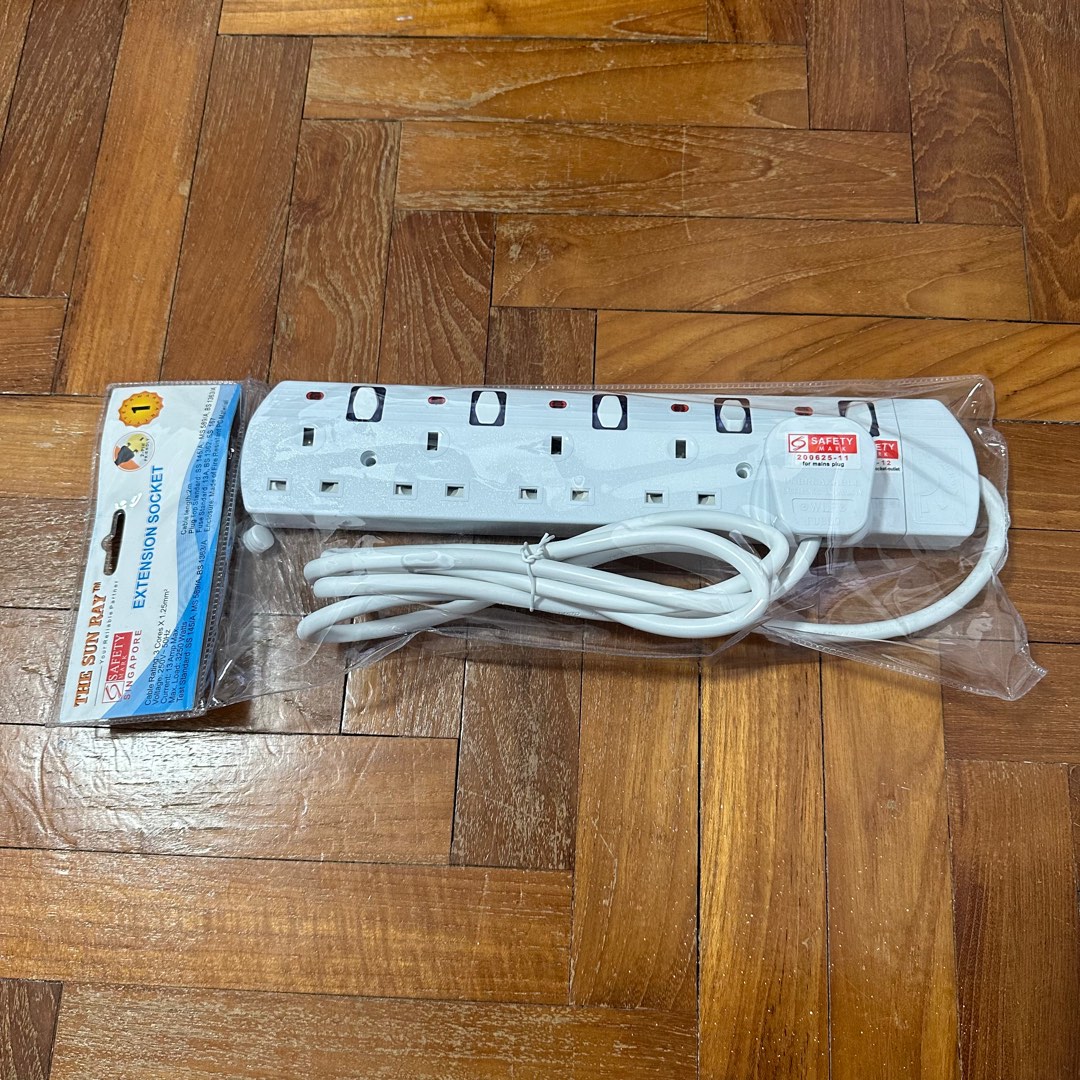 Extension Socket cord plug 5 plugs, TV & Home Appliances, Other Home ...