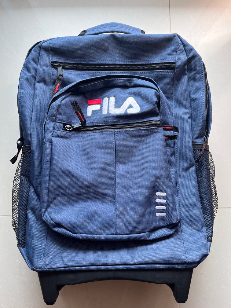 FILA backpack trolley with wheels handle extension, Men's Fashion, Bags ...
