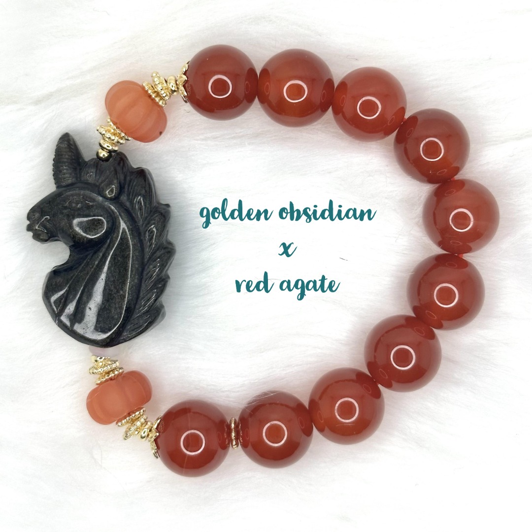 Golden Obsidian x Red Agate on Carousell