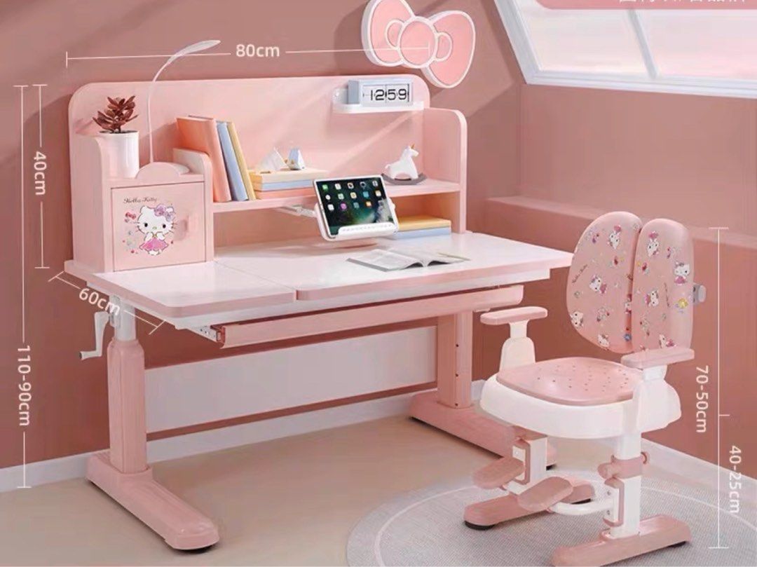 Hello Kitty Girl Study Table Set, Babies & Kids, Baby Nursery & Kids ...