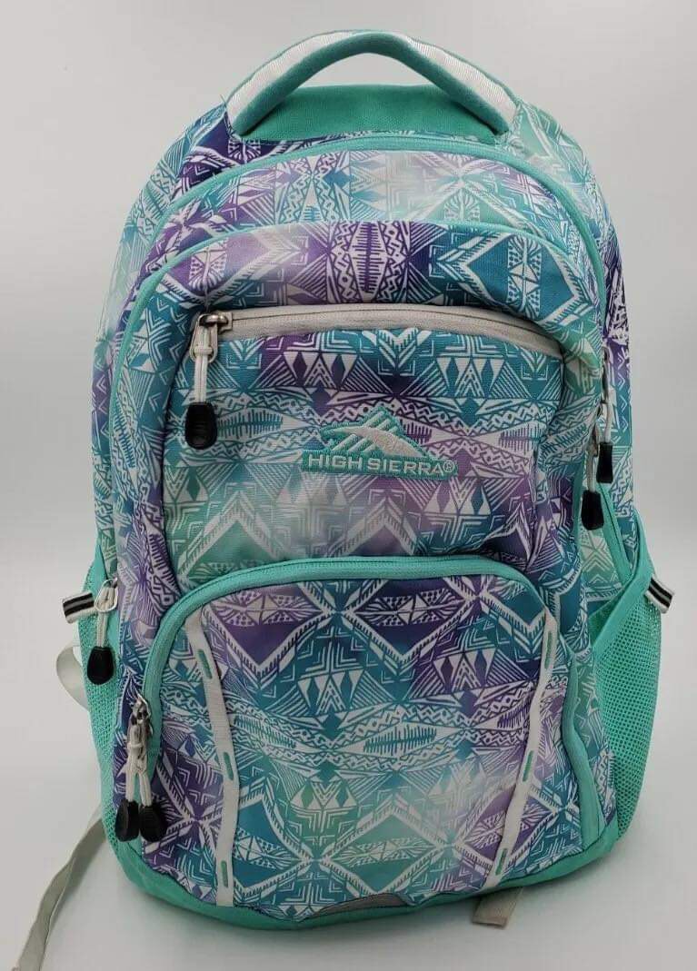 High Sierra Green Blue Purple Polyester Backpack Laptop Compartment ...
