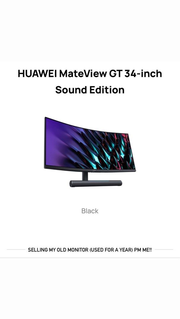 Huawei MateView GT 34-Inch Ultrawide Monitor (Sound Edition), Computers ...