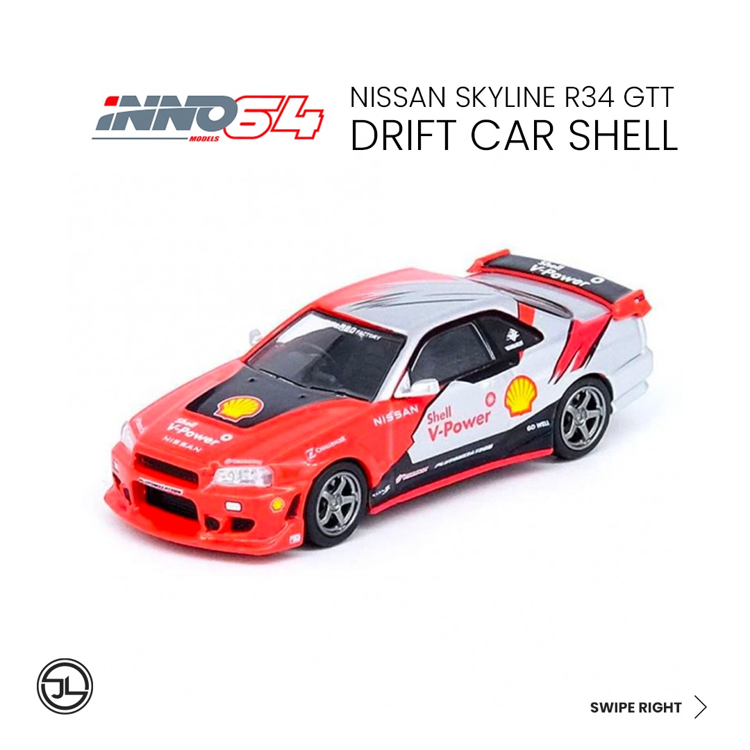Inno64 Nissan Skyline R34 GTT Drift Car Shell Edition 1/64, Hobbies ...