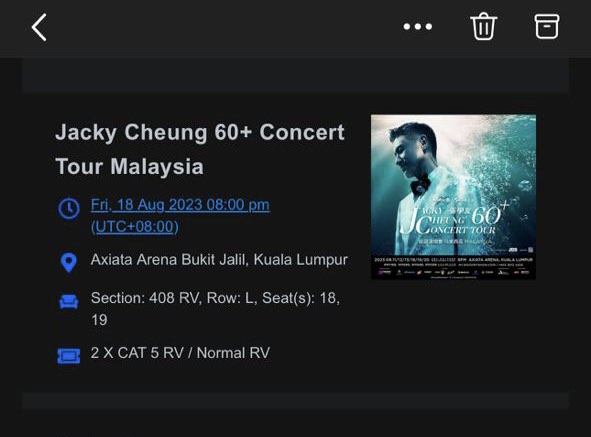Jacky Cheung 60+ Concert Tour Tickets , Tickets & Vouchers, Event Tickets on Carousell