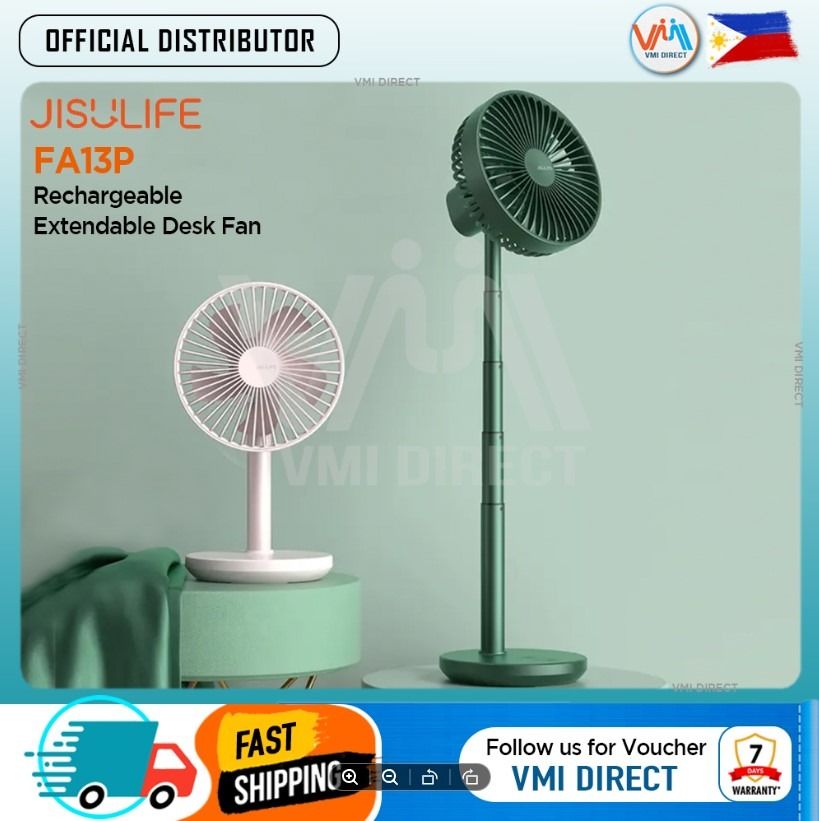 JISULIFE FA13P Oscillating Cordless Desk Fan 8000mAh Extendable ...
