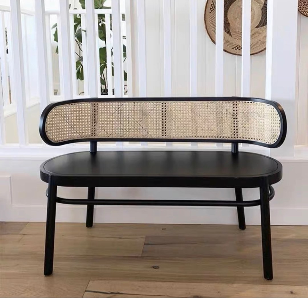 KIME Rustic Rattan Dining Bench, Furniture & Home Living, Furniture ...