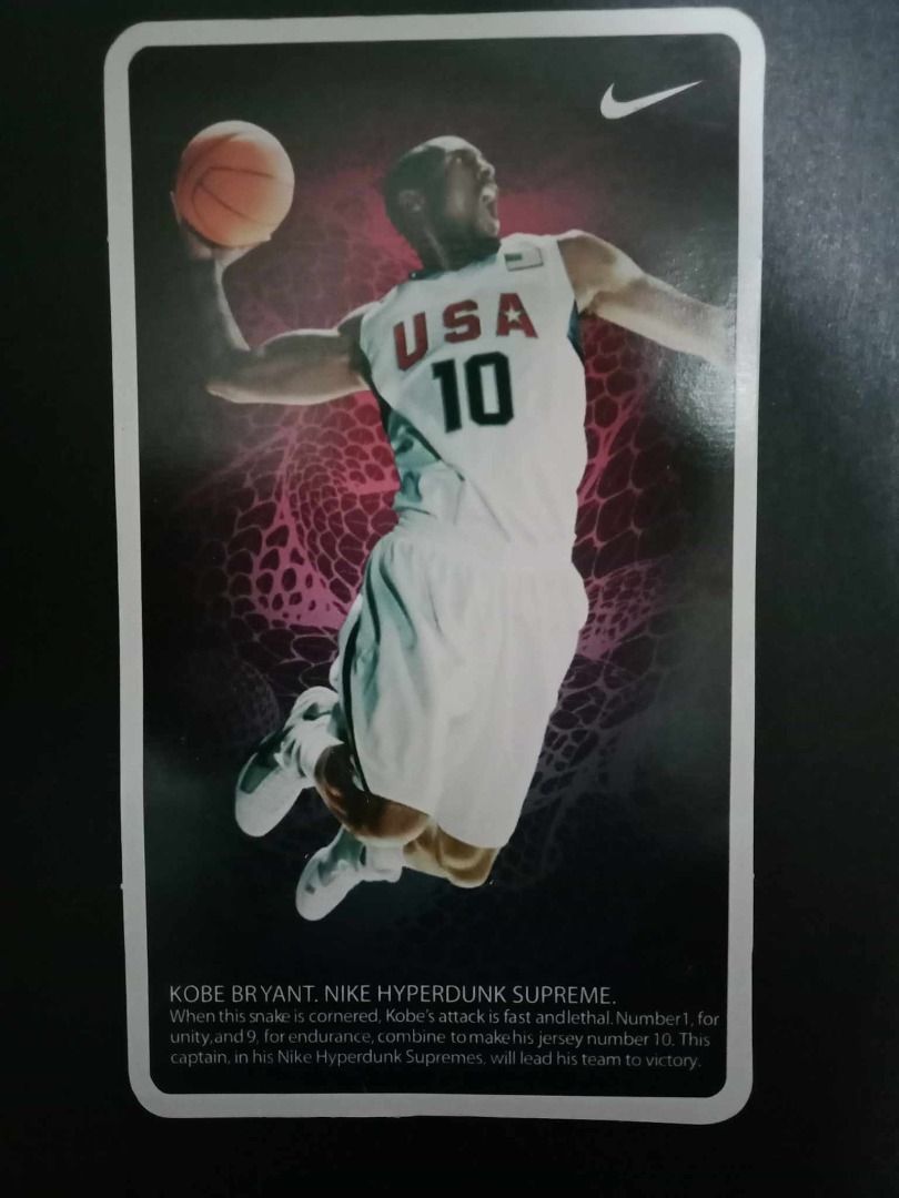 Kobe 2008 Olympics Team USA redeem team oversized Nike card, Hobbies ...