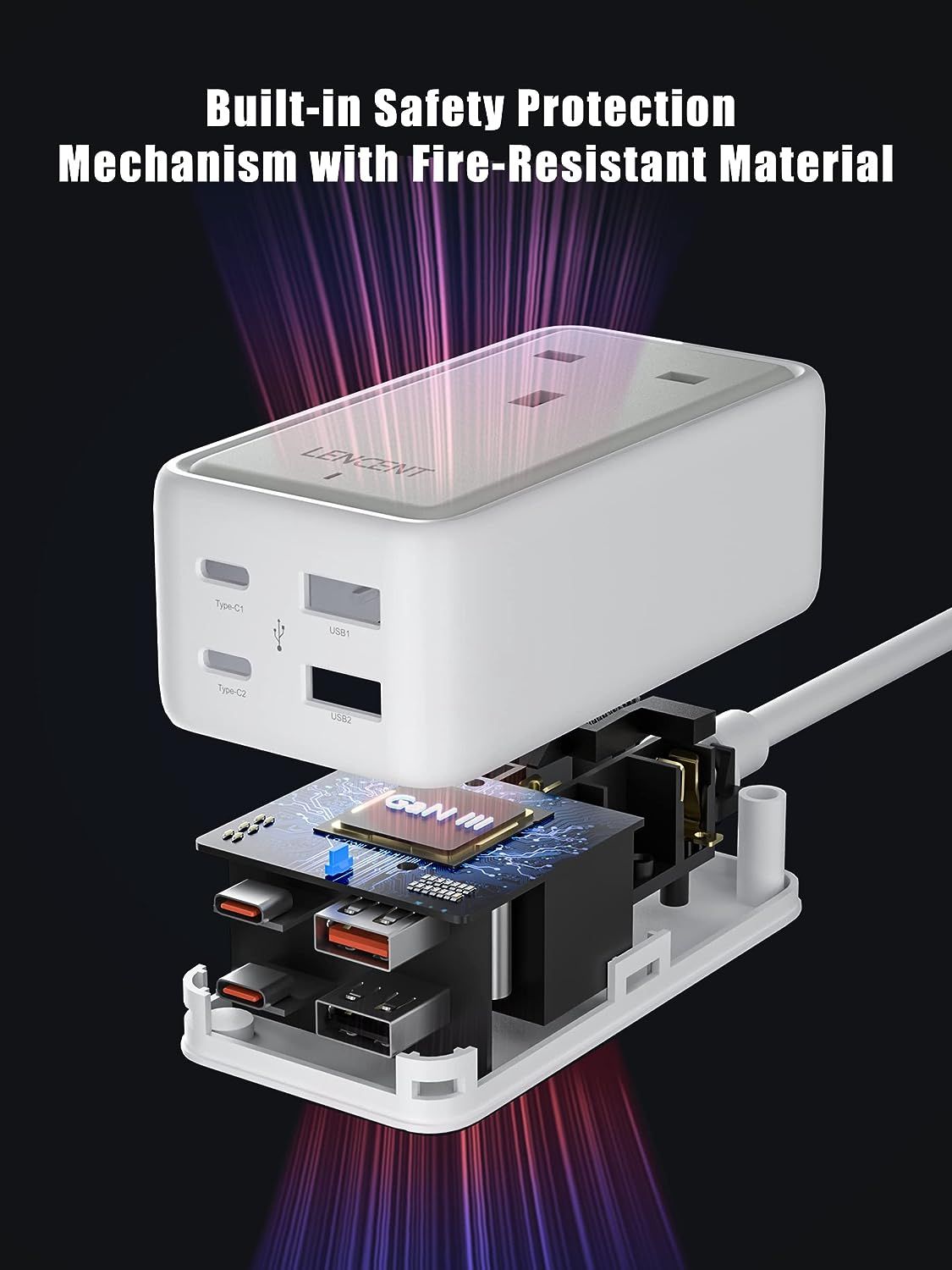 LENCENT 65W USB C Charger Plug, Gan III 4-Port Type C Power Adapter PD ...