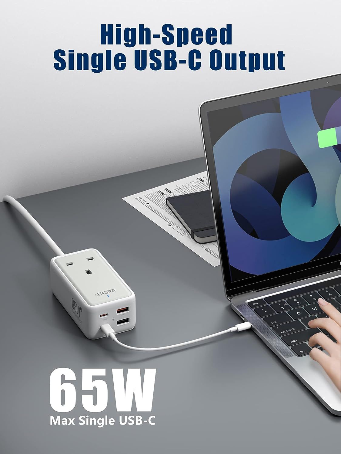 LENCENT 65W USB C Charger Plug, Gan III 4-Port Type C Power Adapter PD ...