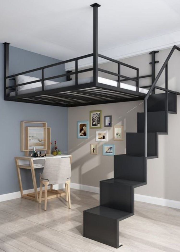 Loft Structure • Loft Bed • Floating Stairs • Steel Structure, Home ...