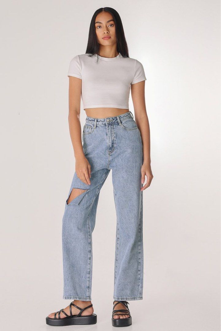 Lovet Not Your Average Cut Out Jeans PETITE (light washed), Women's ...