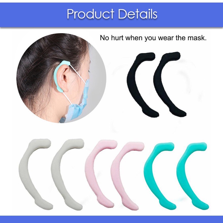 Mask Ear Protector in Black & White, Health & Nutrition, Face Masks ...