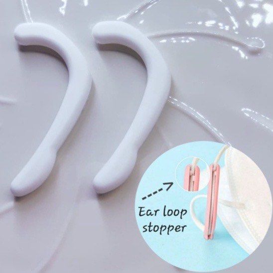 Mask Ear Protector in Black & White, Health & Nutrition, Face Masks ...