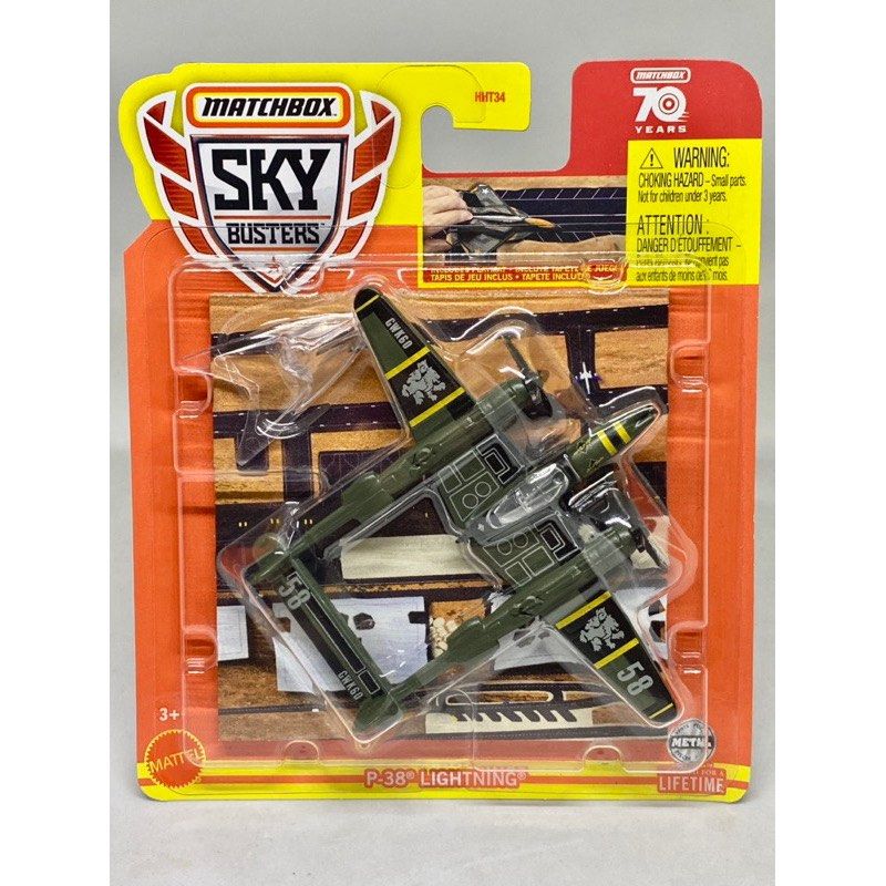 Matchbox P38 LIGHTNING Dark Fern Green Sky Busters Fighter Aircraft 70 ...