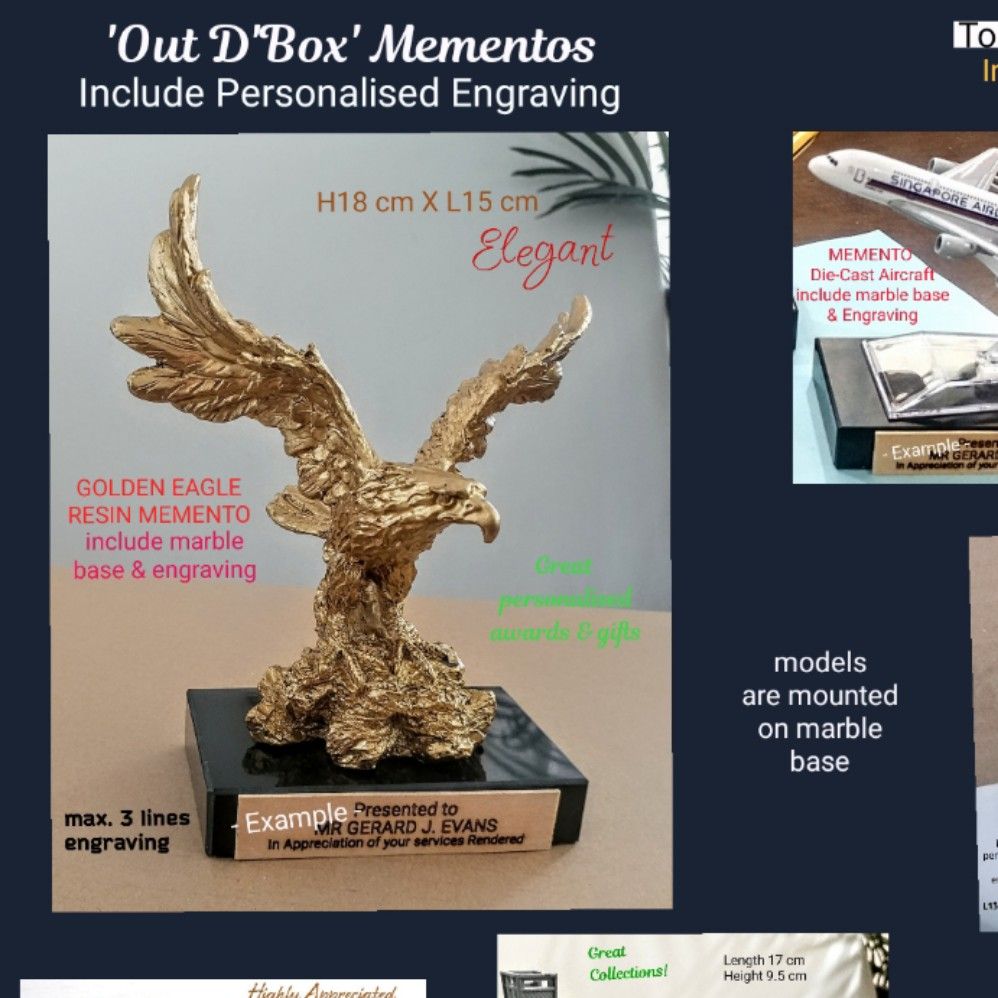 Memento, token of appreciation awards etc. Golden eagle figurine on ...