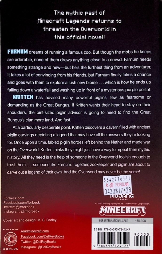 Minecraft Legends: Return of the Piglins by Matt Forbeck, Hobbies ...