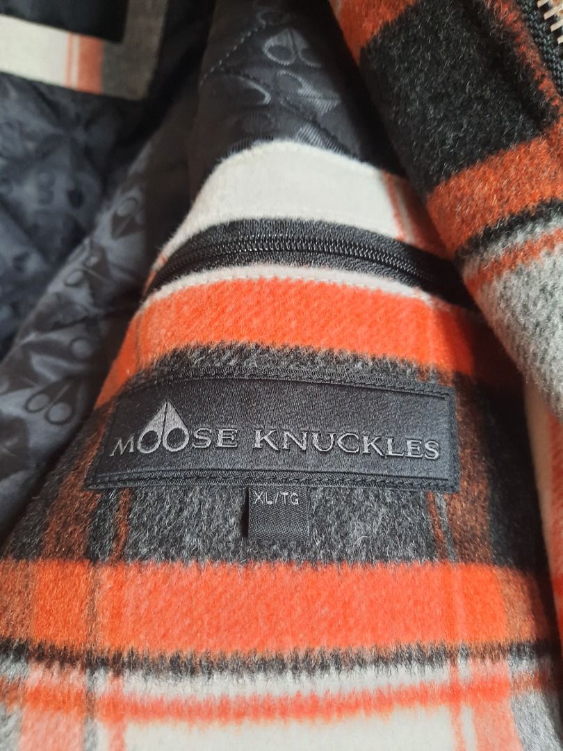 Moose Knuckles Elliot River Jacket In Orange Grey Plaid on Carousell