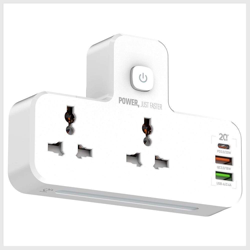 Necomi Multi Plug Extension Power Adapter with 20W PD & QC3.0 USB-A ...