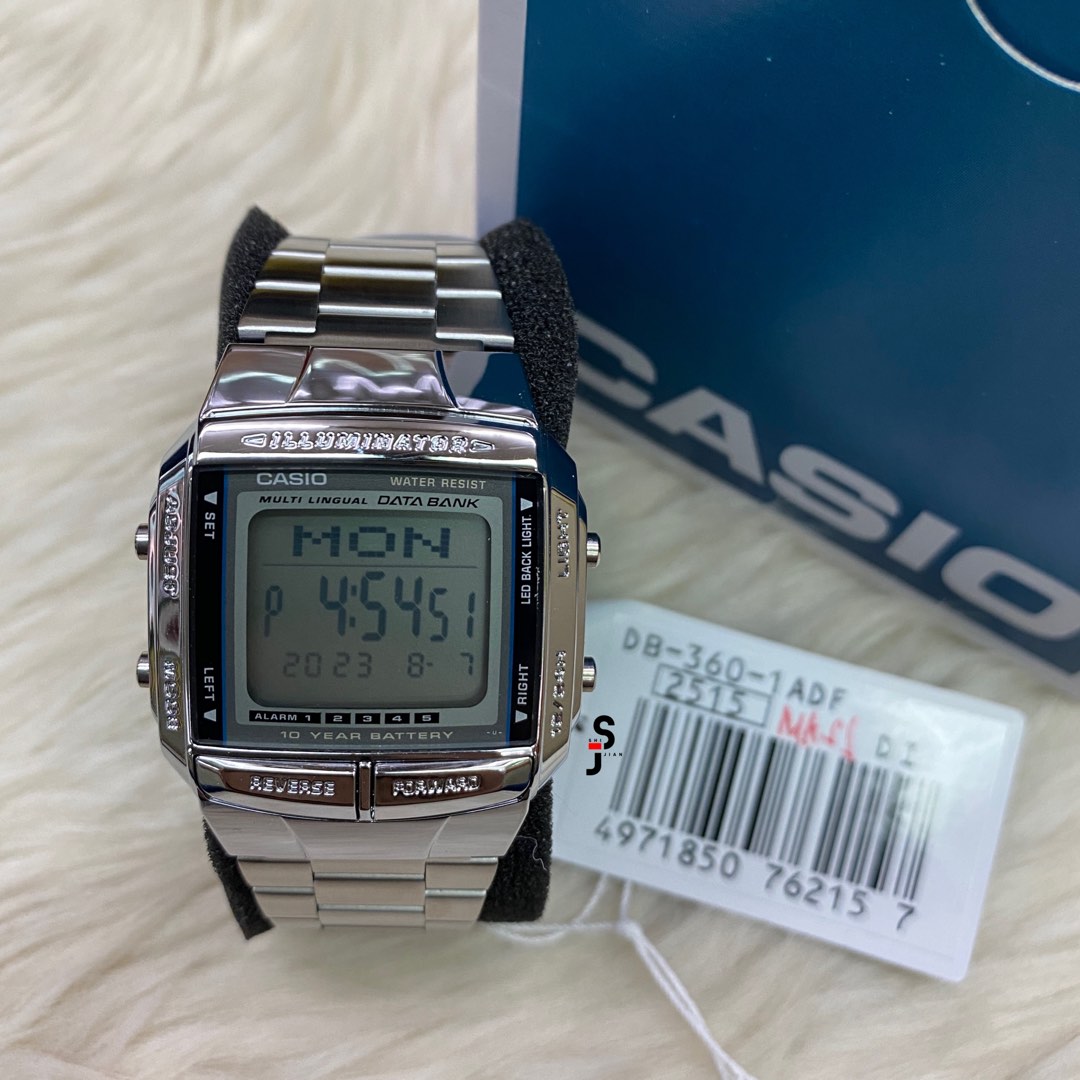 Original Casio Silver Digital Stainless Strap Watch DB360-1ADF, Women's ...