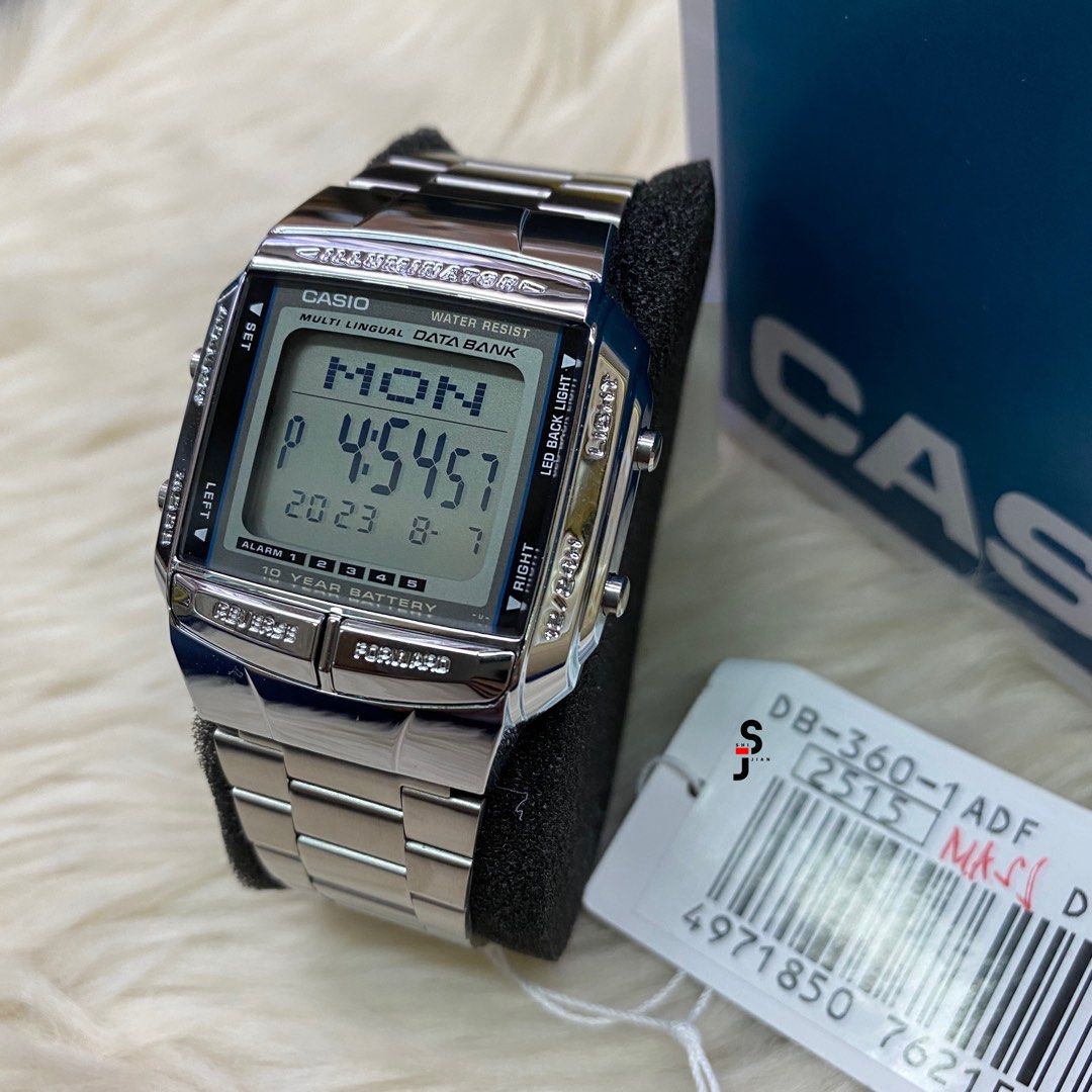 Original Casio Silver Digital Stainless Strap Watch DB360-1ADF, Women's Fashion, Watches ...