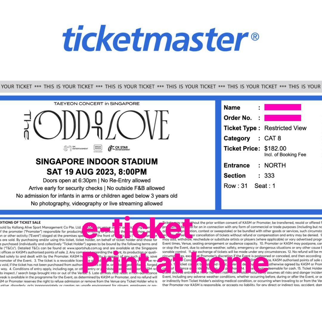 Original Price Taeyeon Odd of love concert tickets, Tickets & Vouchers ...