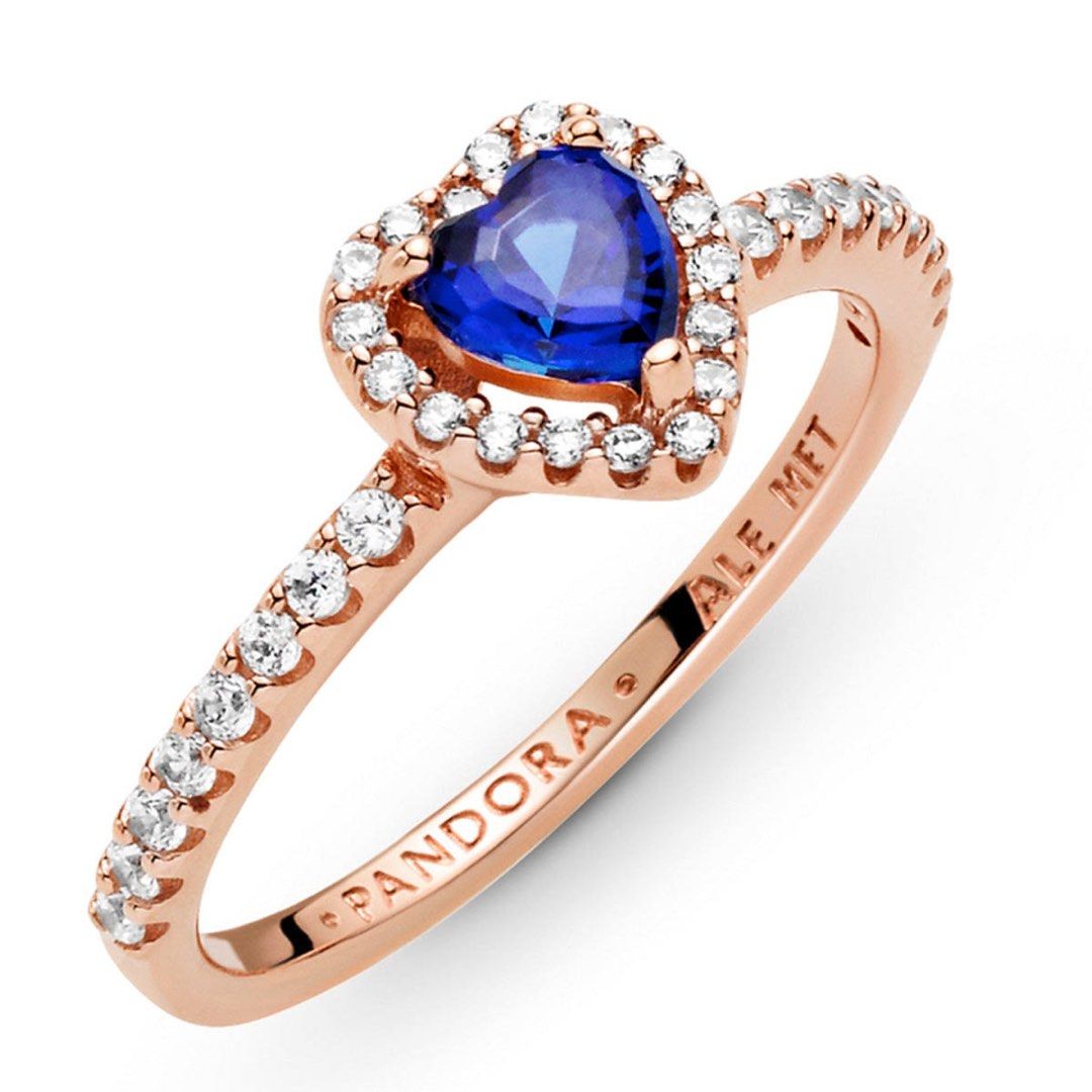 Pandora Authentic Blue Elevated Ring Rose Gold plated, Women's Fashion ...
