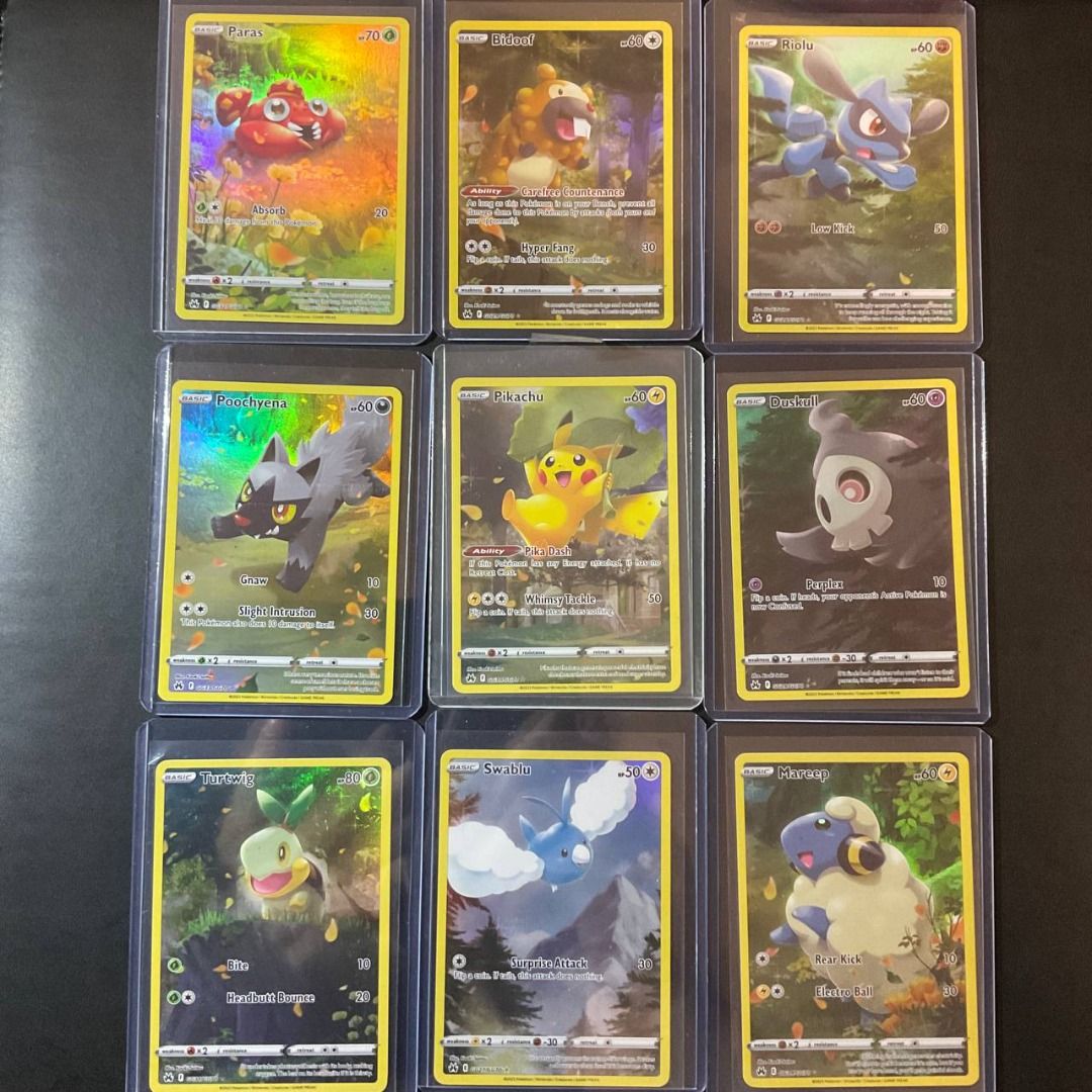 Pokemon AR 9 Crown Zenith (Pikachu, Paras, Bidoof, Riolu, Poochyena ...